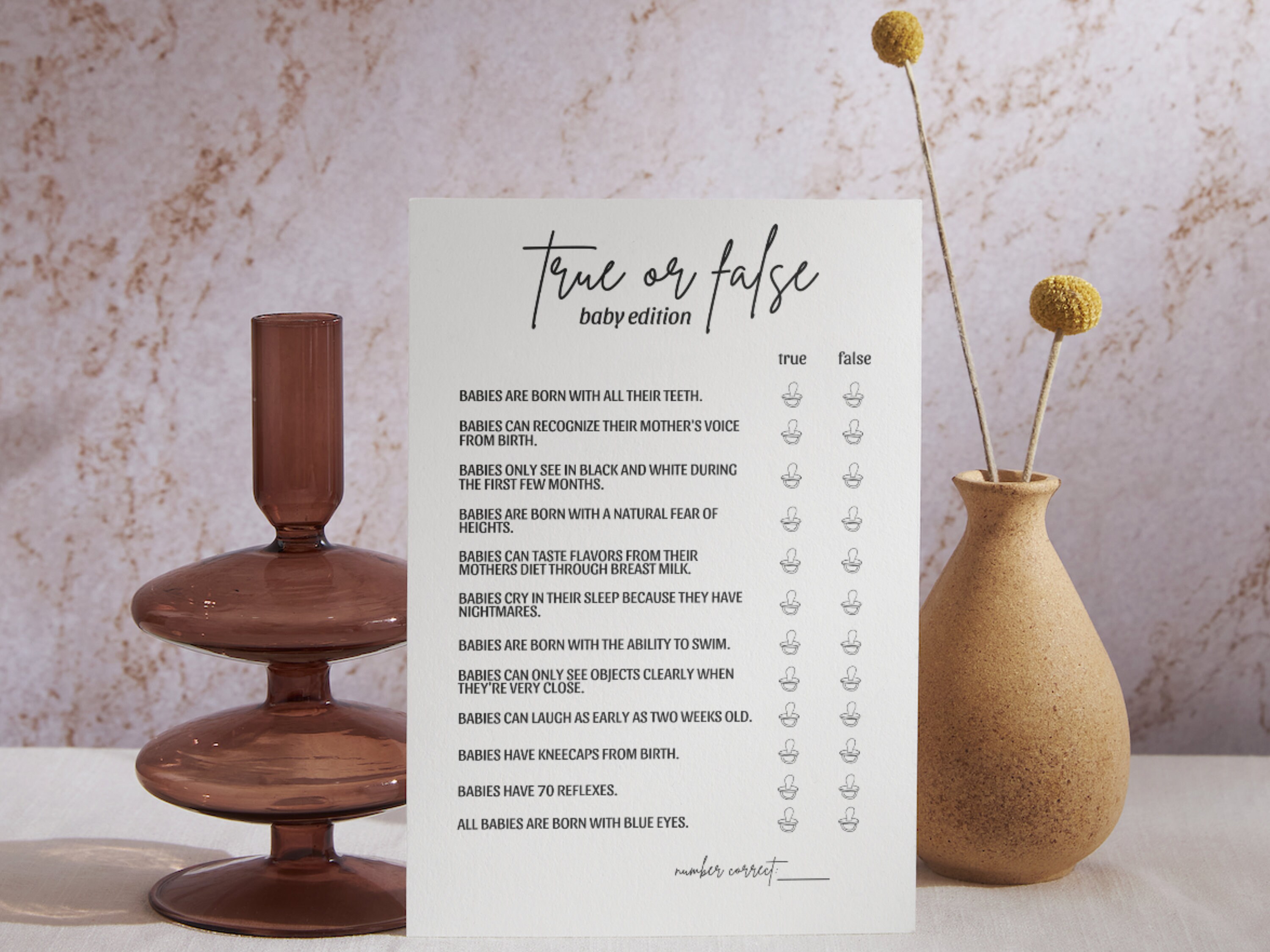 PRINTED True or False Baby Shower Game, True or False, Unique Baby ...