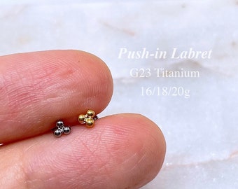 Implant Grade Titanium Threadless Push in Star Top Flat Back Labret ...