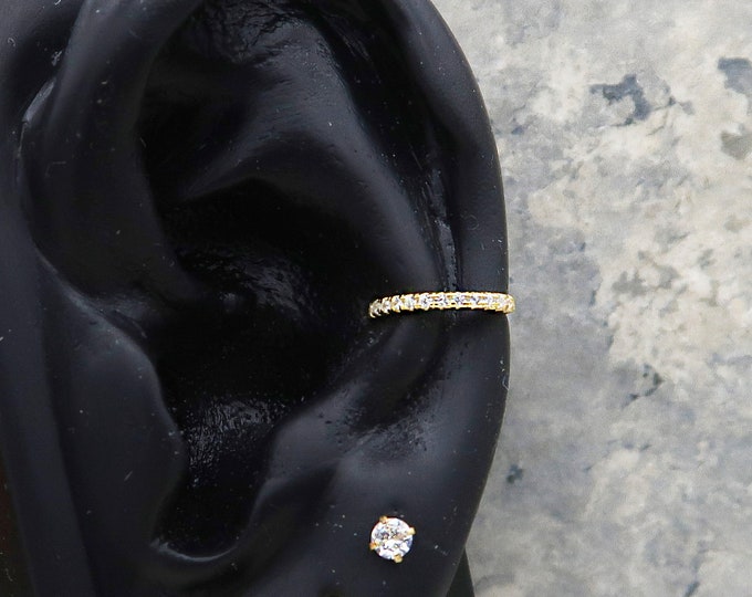 Chevron CZ Huggie Ear Cuff Conch Hoop Ear Cuff No Piercing | Etsy