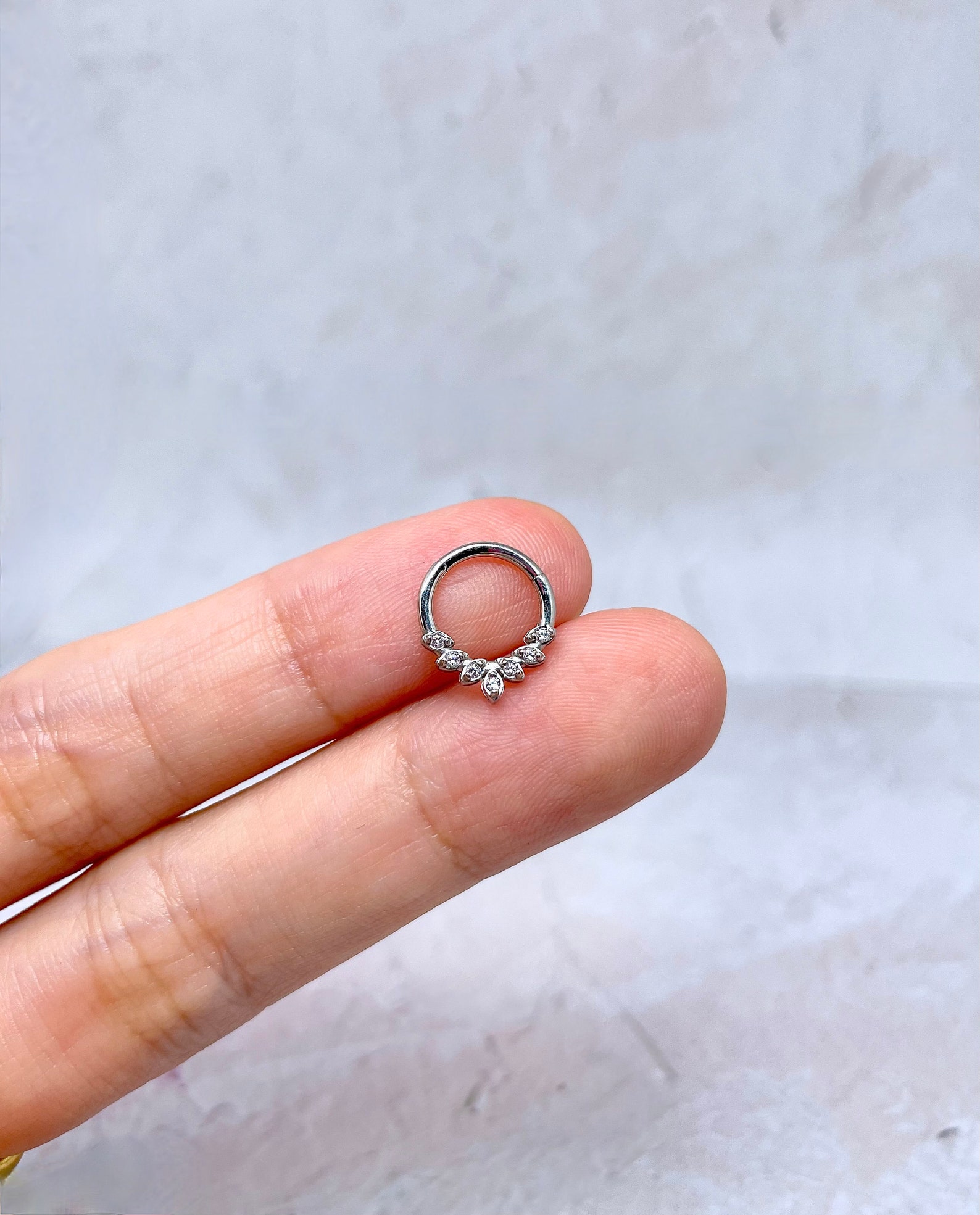 16g Septum Clicker Hoop, Dainty CZ Leaf Details Septum Ring, 316L ...
