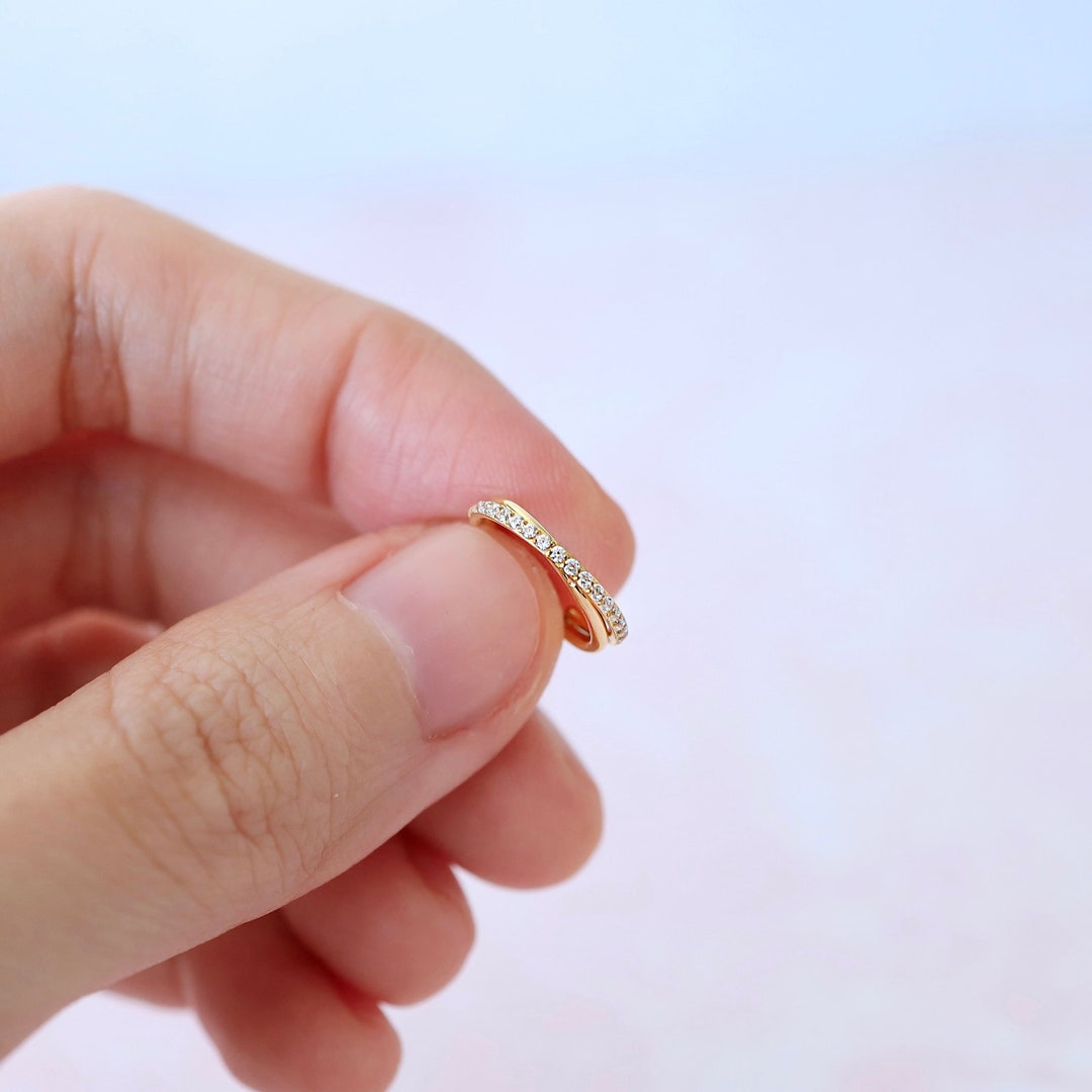 16g Dainty CZ Paved Conch Hoop, Conch Earring, Conch Ring Clicker, 316L ...