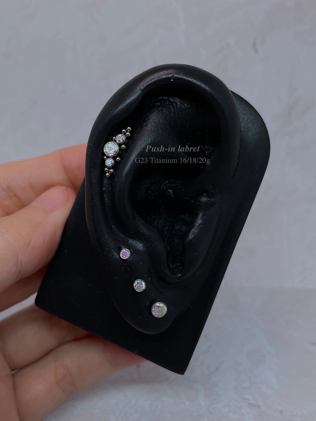 IMPLANT GRADE TITANIUM Crystal Threadless Earring Cartilage Helix Conch ...