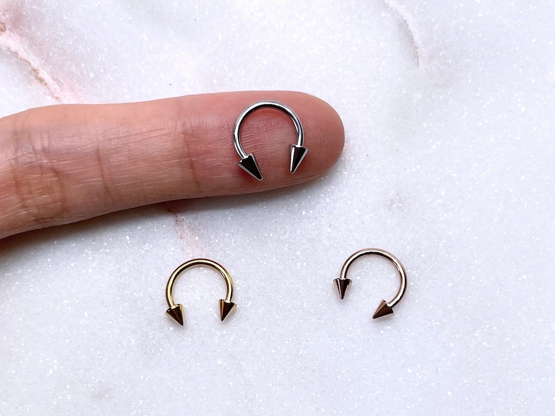 16g Septum Ring, Septum Jewelry, Spiked Horseshoe, 316L Surgical Steel ...