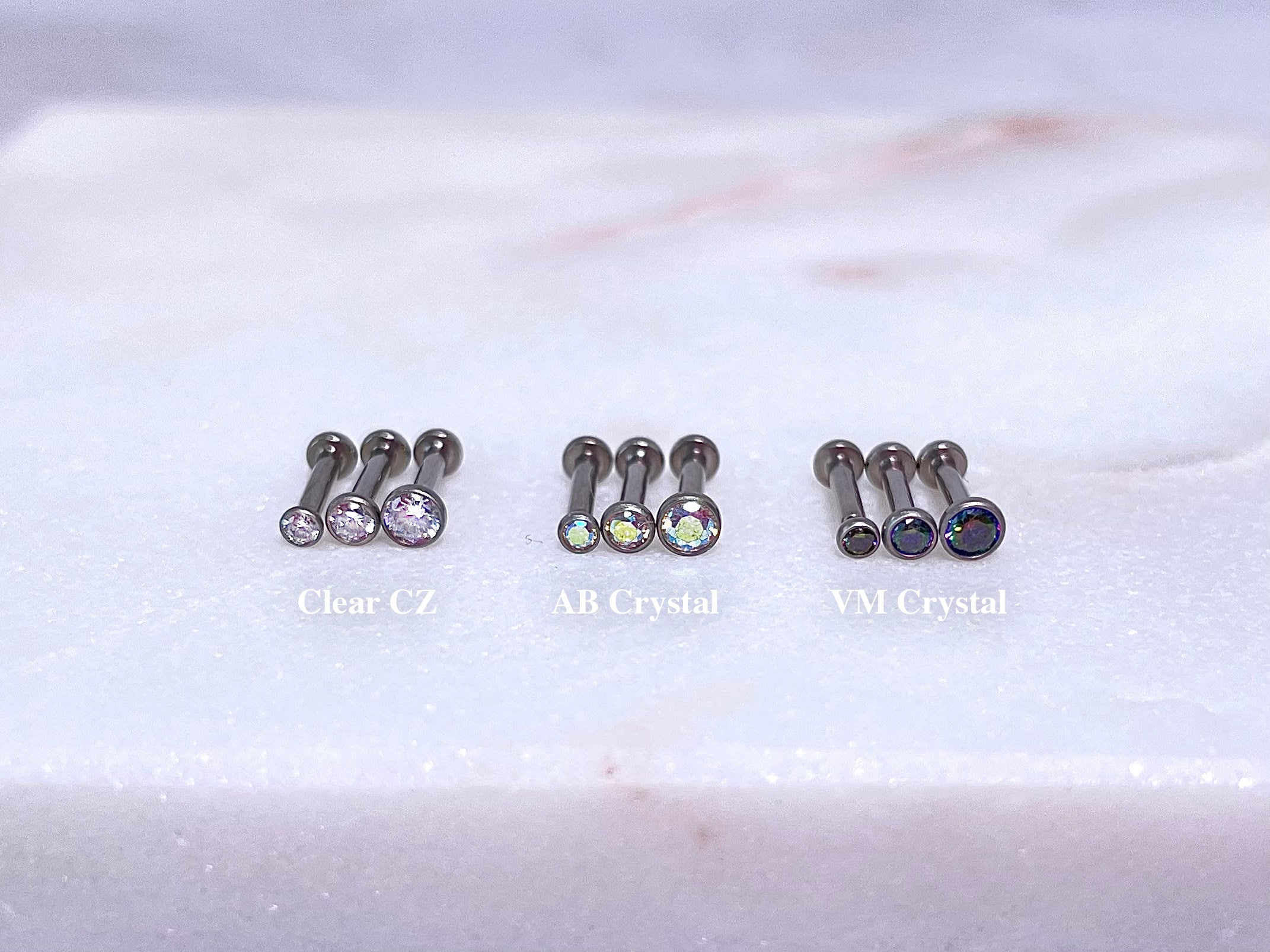 IMPLANT GRADE TITANIUM 20g 18g 16g Tiny Gem Labret Stud Push | Etsy