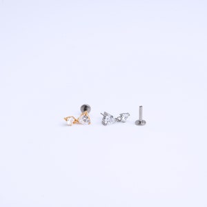 20G/18G/16G Dangle Heart CZ Drop Stud Push Pin Labret, Helix Cartilage ...