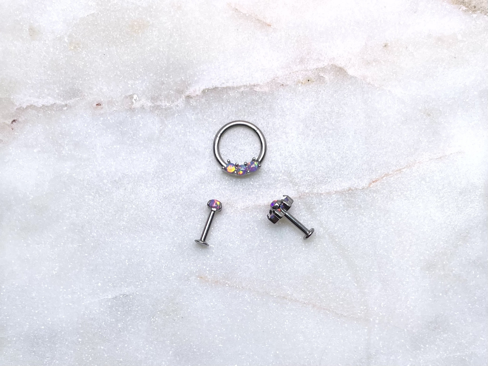 Purple Fire Opal Flower Cartilage Daith Helix Tragus Piercing | Etsy