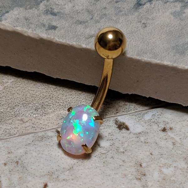 Opal Belly Ring - Etsy