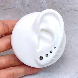 IMPLANT GRADE TITANIUM 20g 18g 16g Threadless Earring, Tiny Cz Gem ...