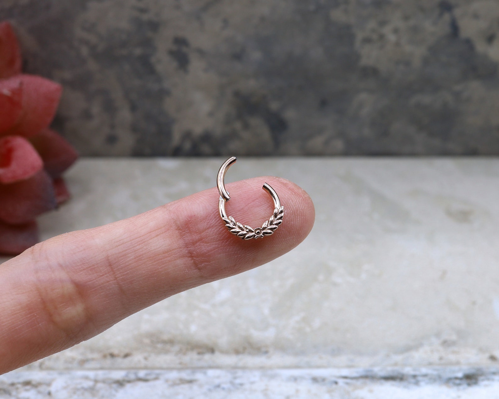 16g Clicker, Daith Jewelry, Septum Clicker, Dainty Leaf, 100% Surgical ...
