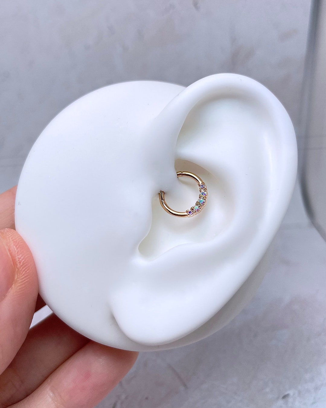 16g Daith Earring, Dainty CZ Gem Lined Daith Jewelry, 316L Surgical ...