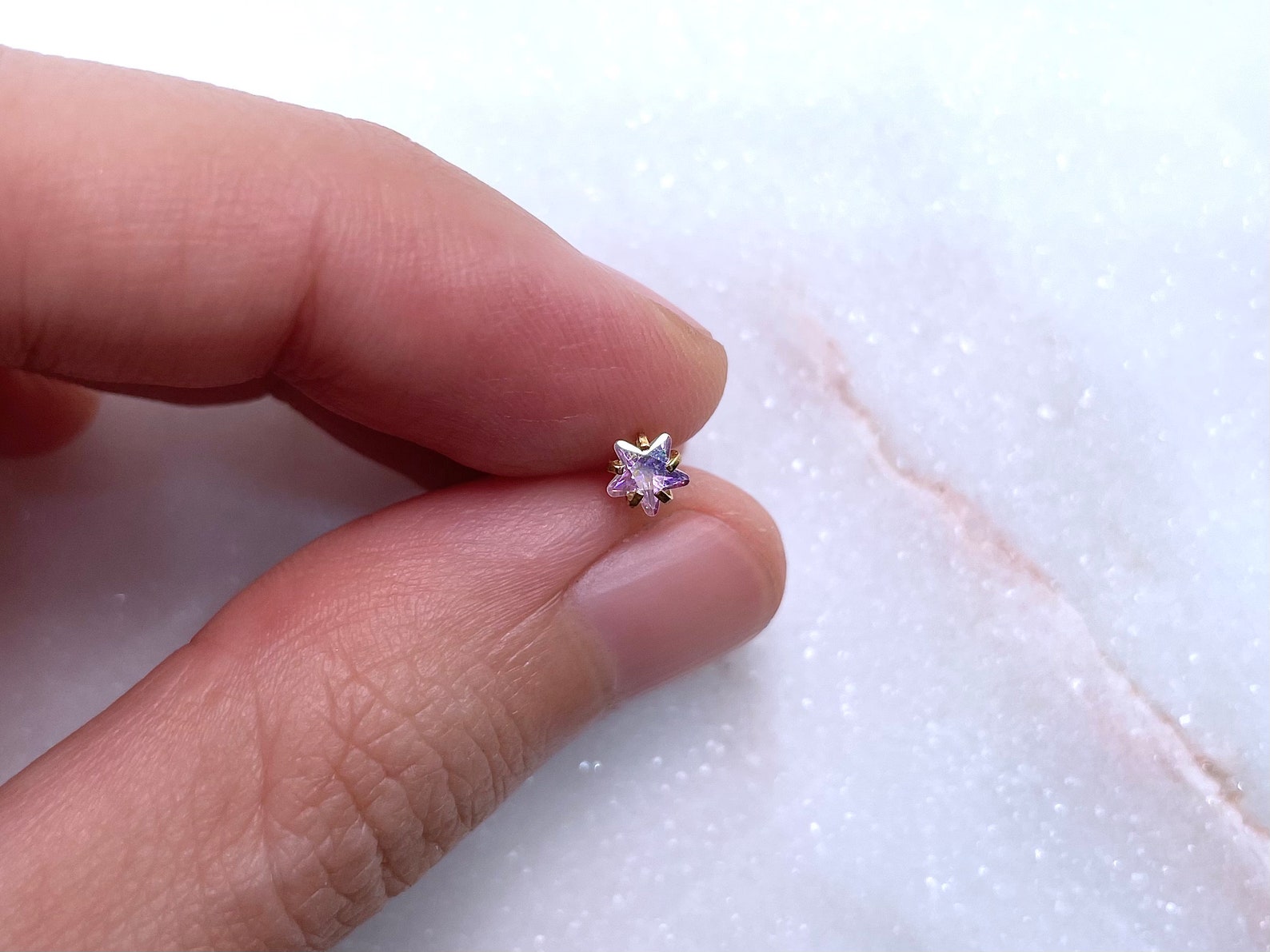 16g Ball Back Earring 3mm/4mm/5mm Prong Set Iridescent CZ Star - Etsy