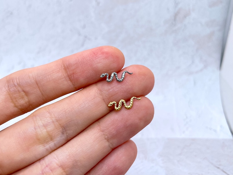 IMPLANT GRADE TITANIUM Dainty Snake Threadless Earring Labret | Etsy