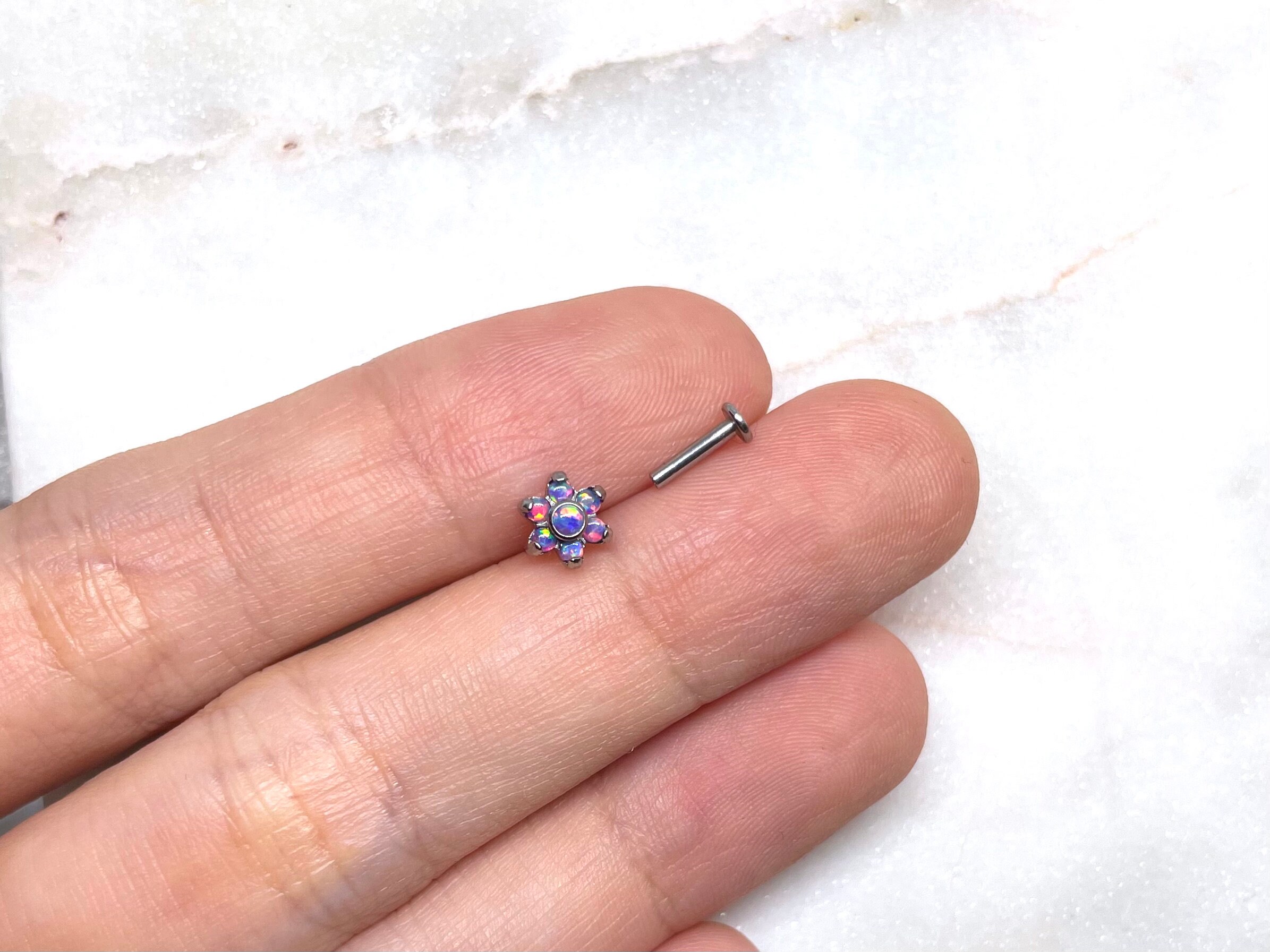 Purple Fire Opal Flower Cartilage Daith Helix Tragus Piercing | Etsy
