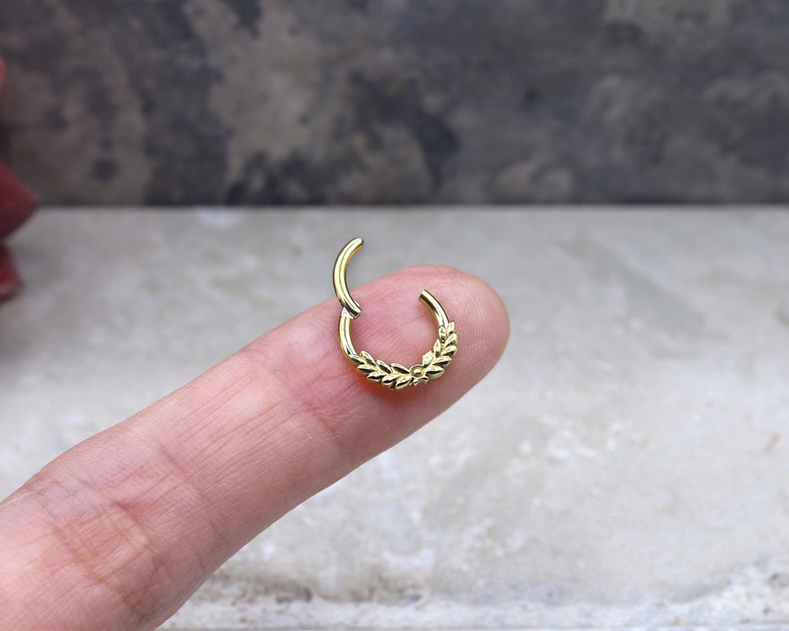 16g Clicker, Daith Jewelry, Septum Clicker, Dainty Leaf, 100% Surgical ...