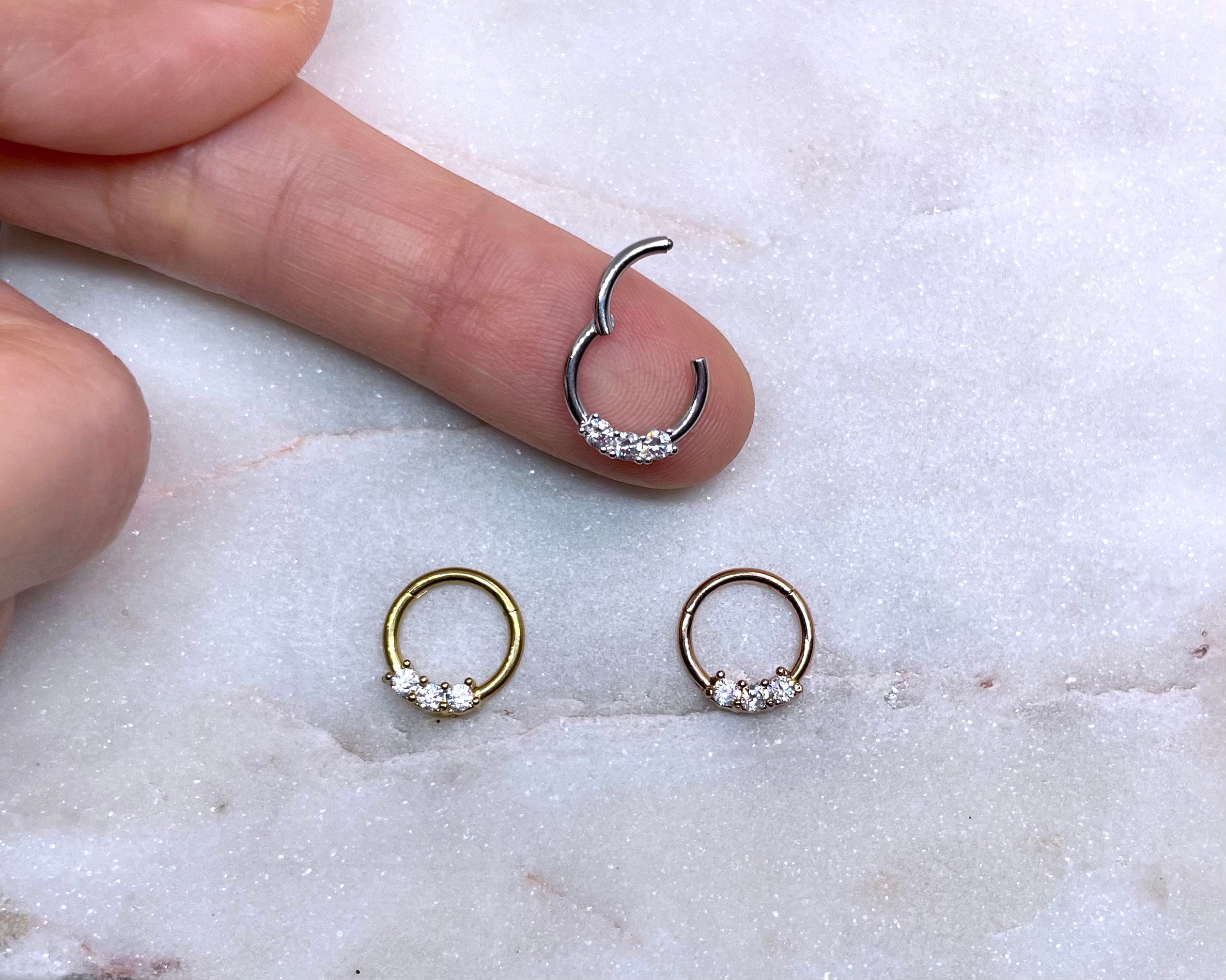 Paved Crystal 16g Minimalist Nose Ring Septum Piercing Gold - Etsy