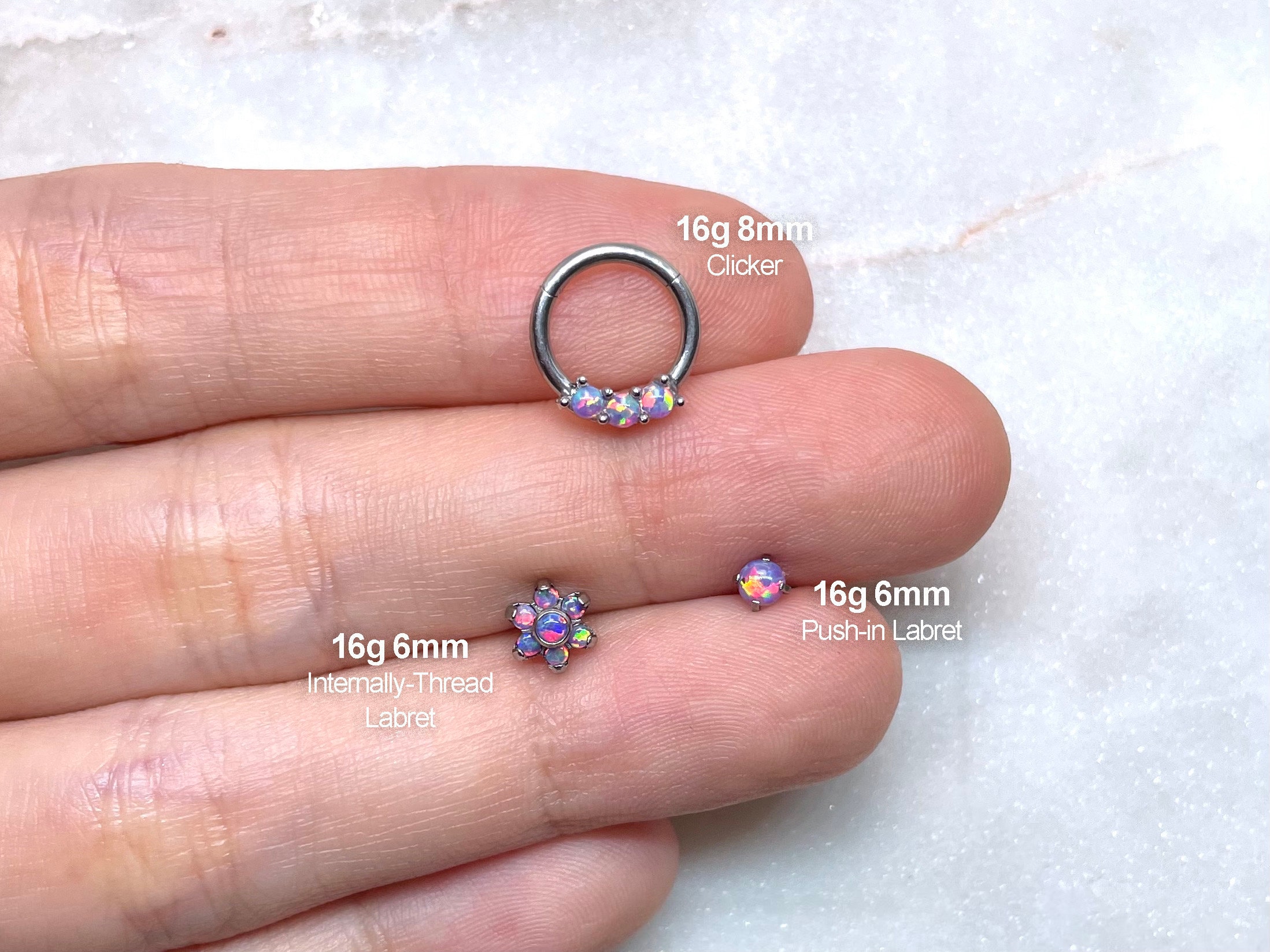 Purple Fire Opal Flower Cartilage Daith Helix Tragus Piercing | Etsy
