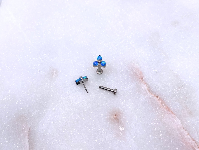 Push in Labret Triangle Opal Flat Back Stud Threadless | Etsy