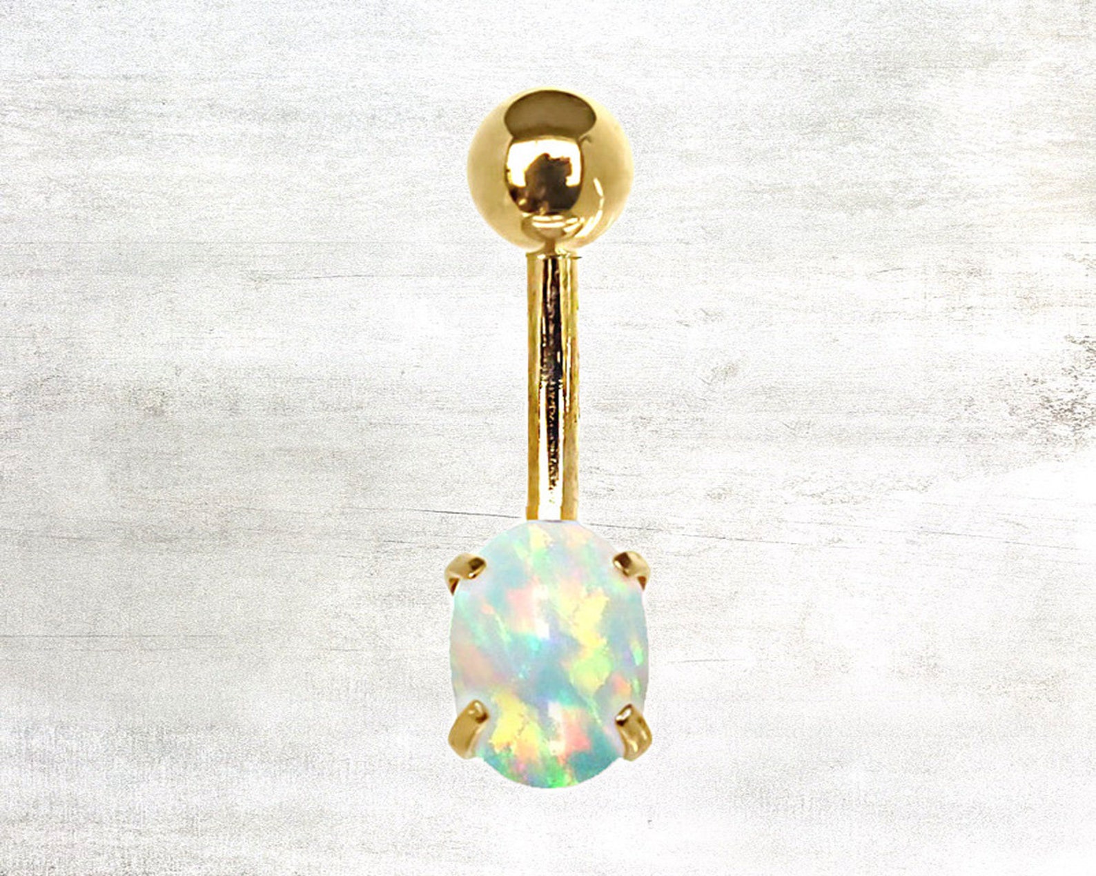 Opal Belly Ring Navel Piercing Dainty Belly Ring Surgical - Etsy