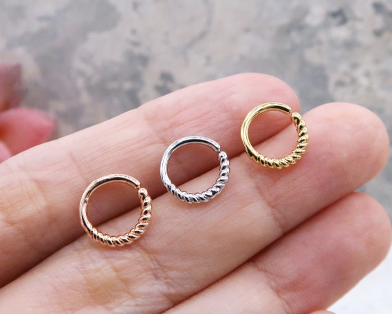 16G Hoop Braided Hoop Earrings Cartilage Hoop Bendable Helix Hoop Cartilage Earring Hoop 8mm Hoops Etsy