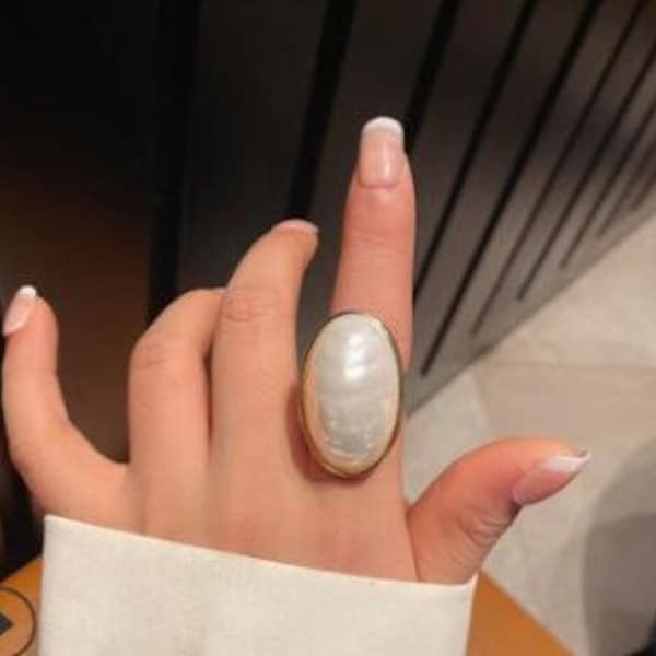 Big Pearl Ring - Etsy