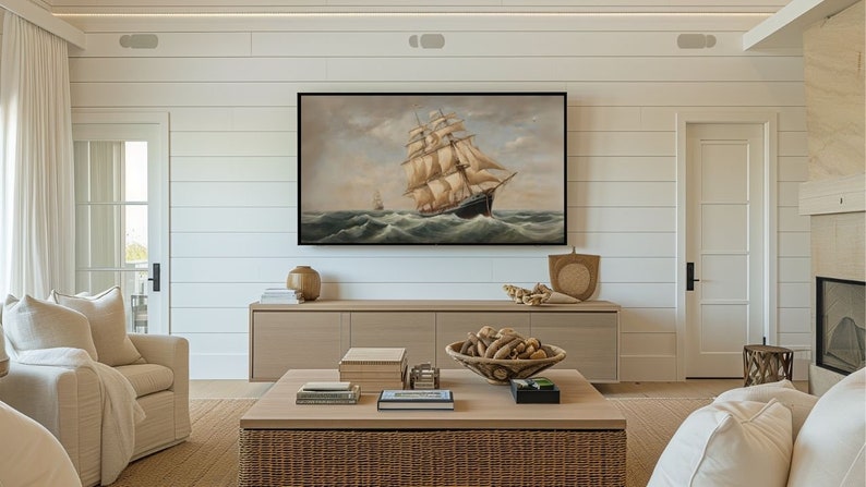 Nautical TV Art of a Ship | Vintage Nautical Art for Frame TV | Digital ...