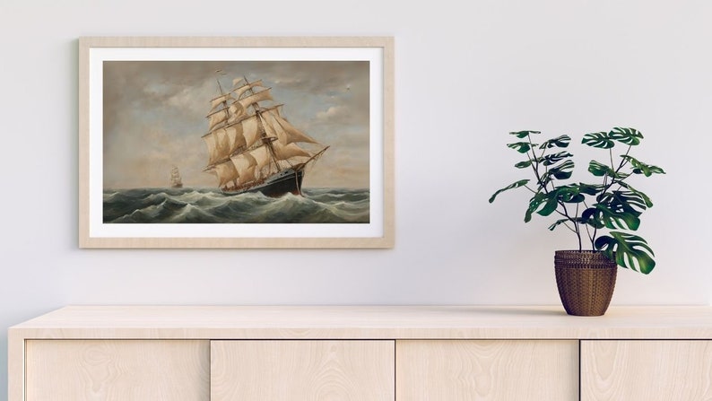 Nautical TV Art of a Ship | Vintage Nautical Art for Frame TV | Digital ...
