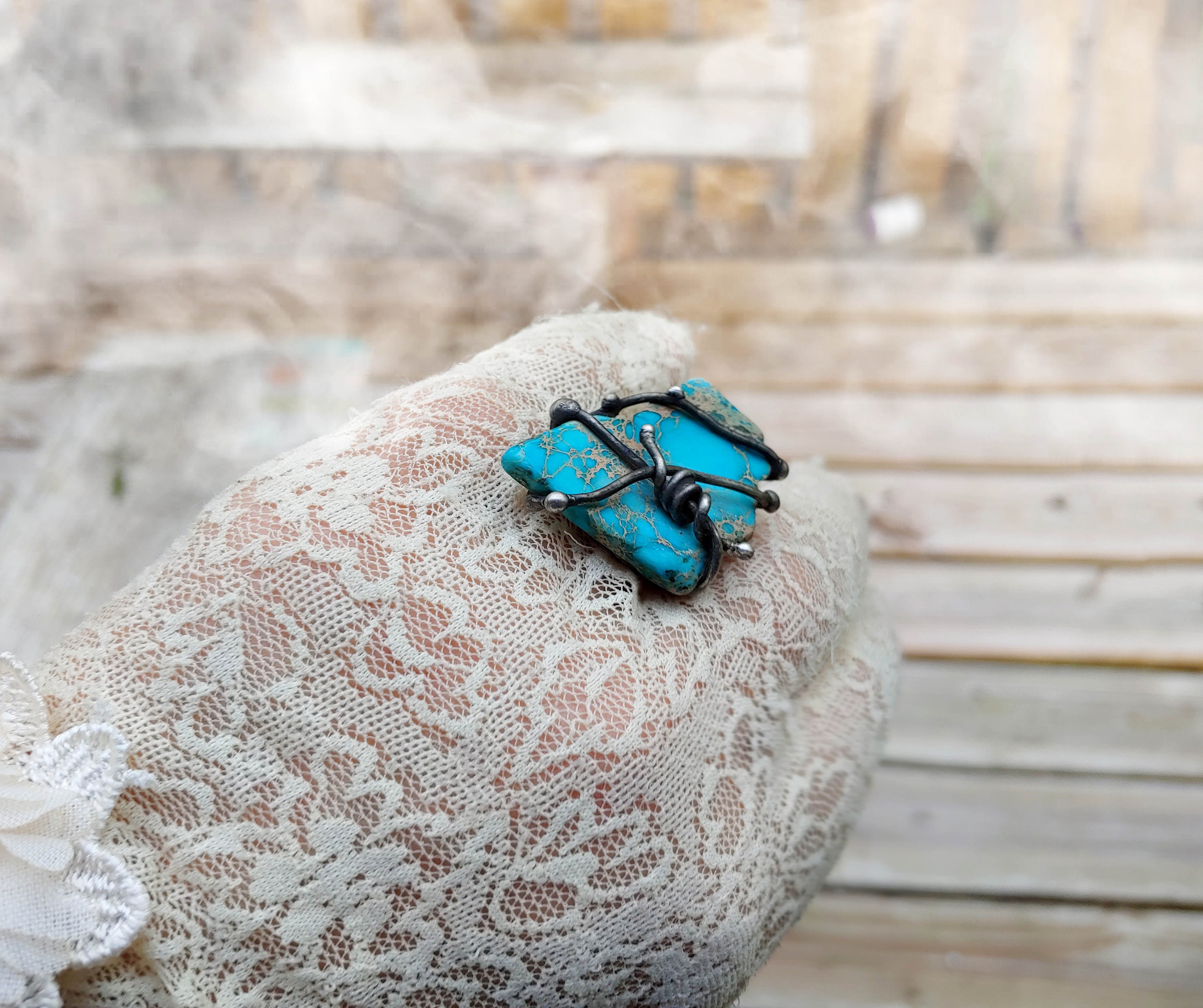 Modern Massive Brutalist Adjustable Blue Jasper Ring Made With - Etsy