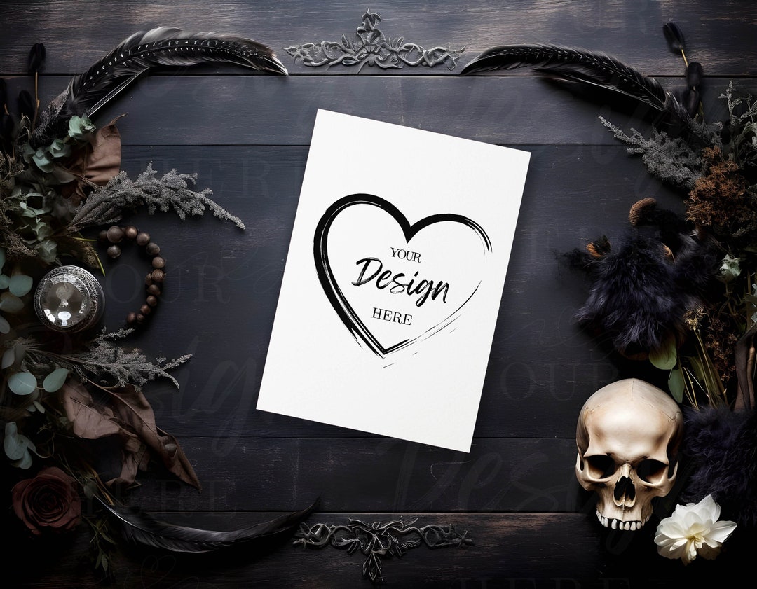 Gothic 5x7 Card Flatlay & Dark Invitation Flatly Mock up Halloween ...