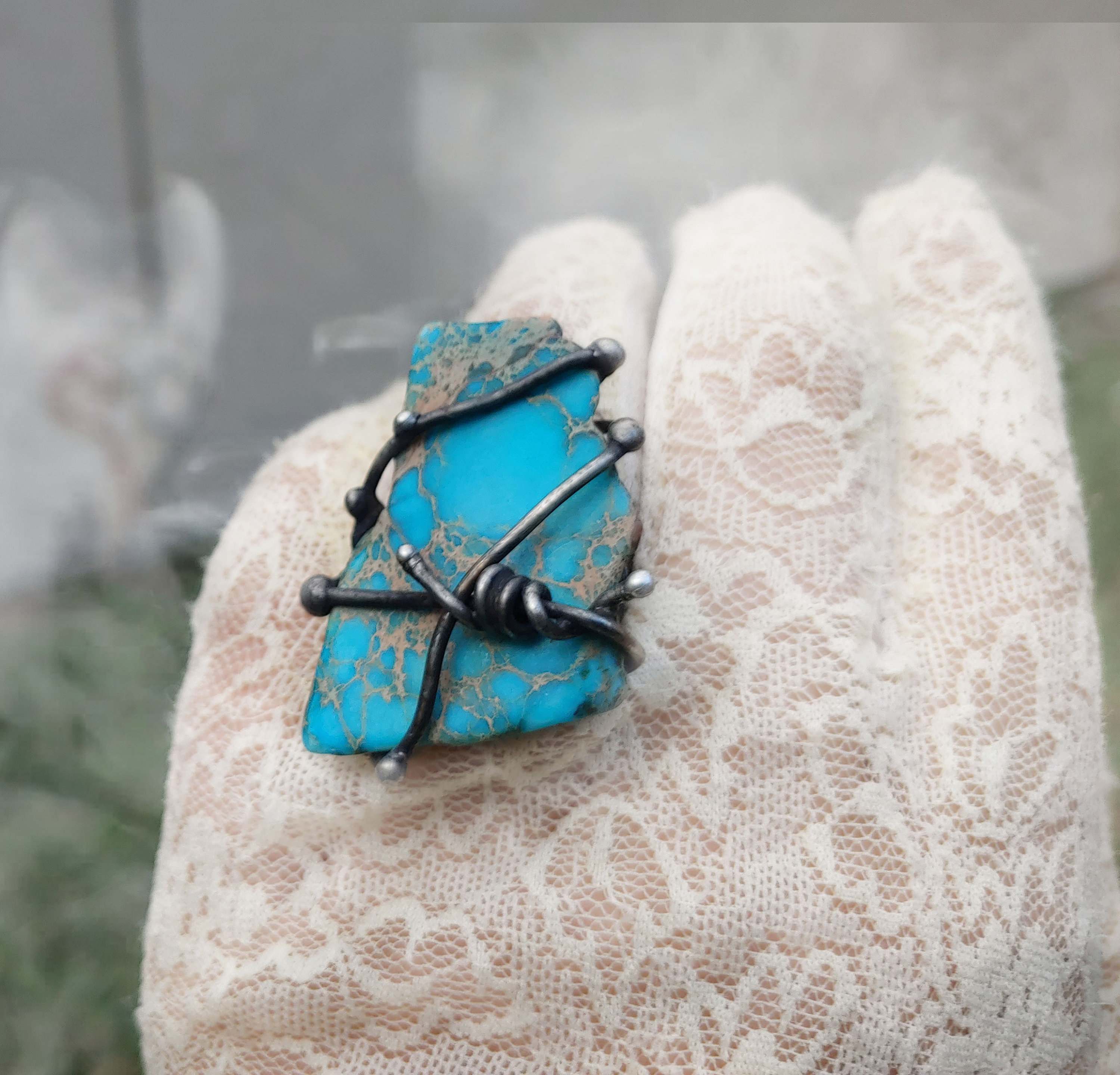 Modern Massive Brutalist Adjustable Blue Jasper Ring Made With - Etsy