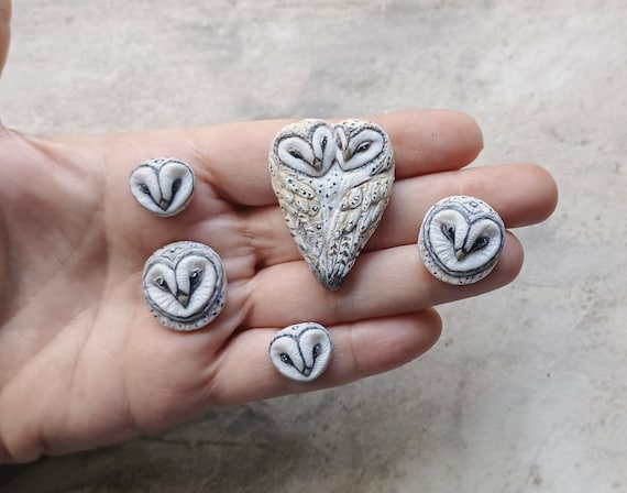 Barn Owl Polymer Clay Cabochons/ Pendants Owl Flatback - Etsy