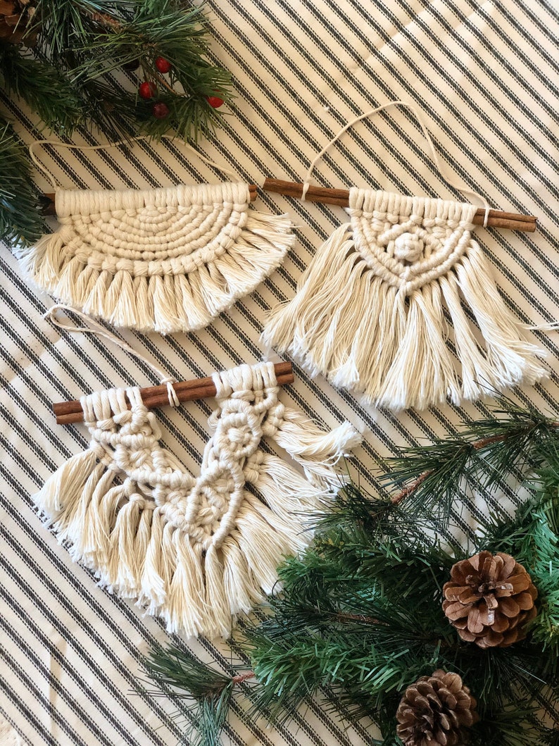 Set of 3 Large Macrame Ornaments Christmas Ornament Boho - Etsy