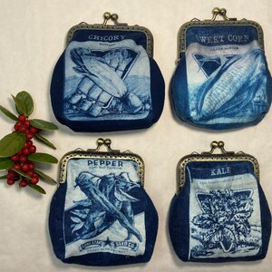Vintage Cyanotype Kiss Clasp Purse | Vegetable | Wallet | Evening Bag ...