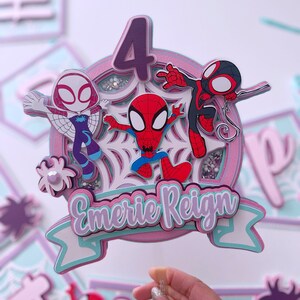 Spidey and Friends Birthday Banner, Pink Spider Girl Birthday Banner ...