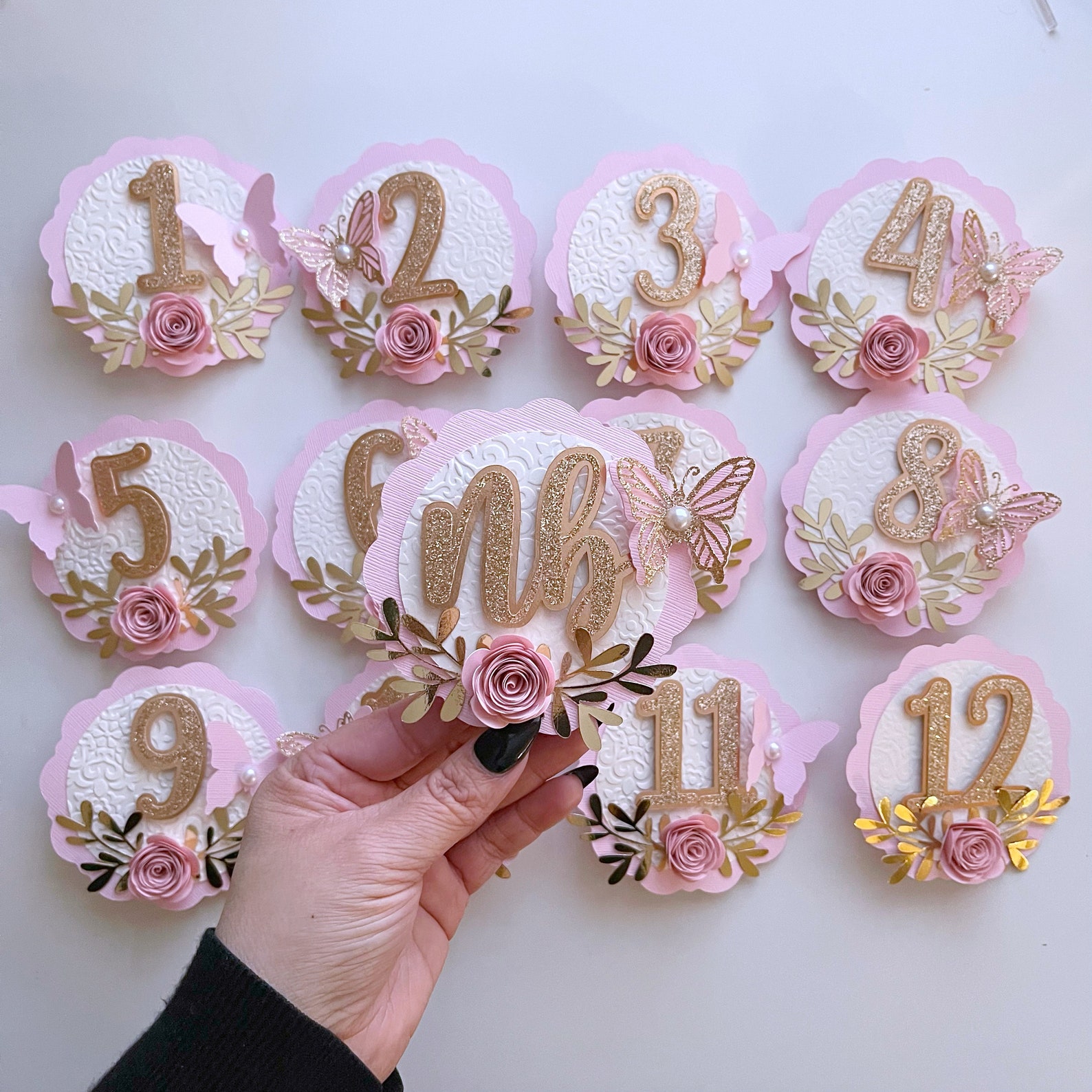 Monthly Baby Milestone Cards, Floral Milestone Cards, Baby Milestone ...