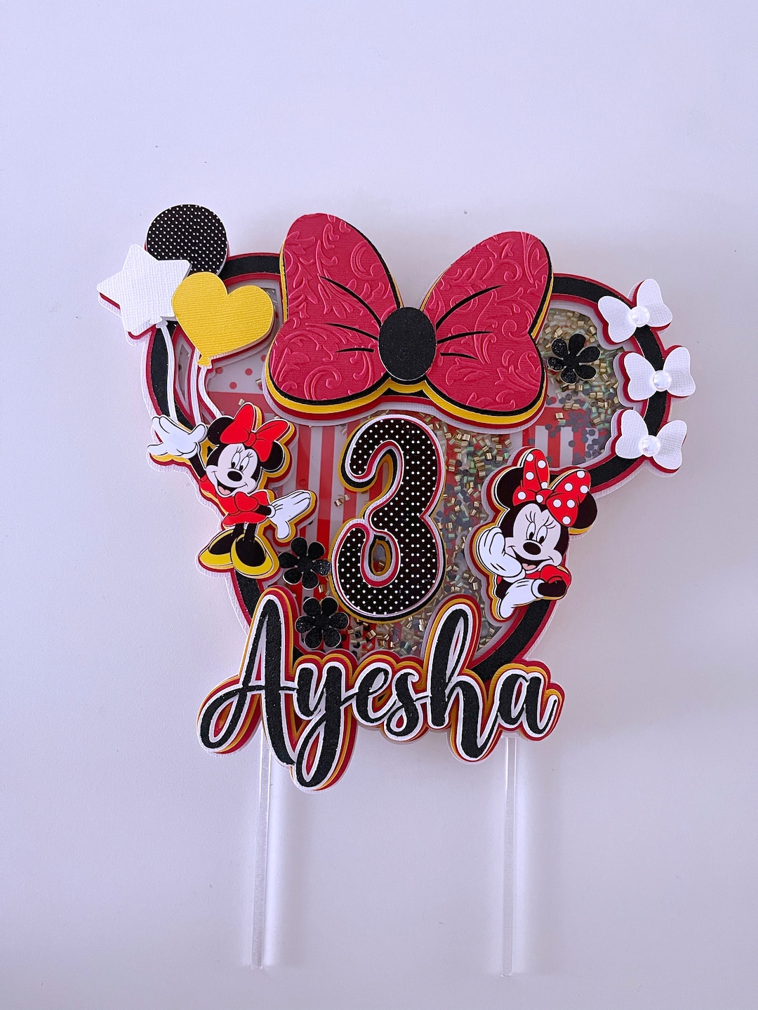 Minnie Mouse Cake Topper, Red Minnie Cake Topper, Minnie Theme Birthday ...