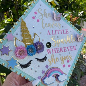 Custom Graduation Cap Topper Kindergarten Unicorns and Rainbow ...