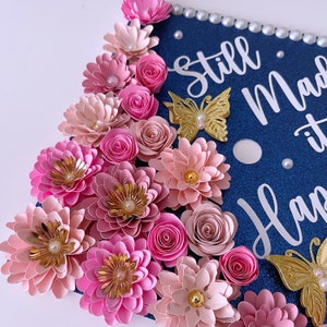 Pink Floral Grad Cap, Custom Grad Cap, Flowers Grad Cap, 2024 Grad Cap ...