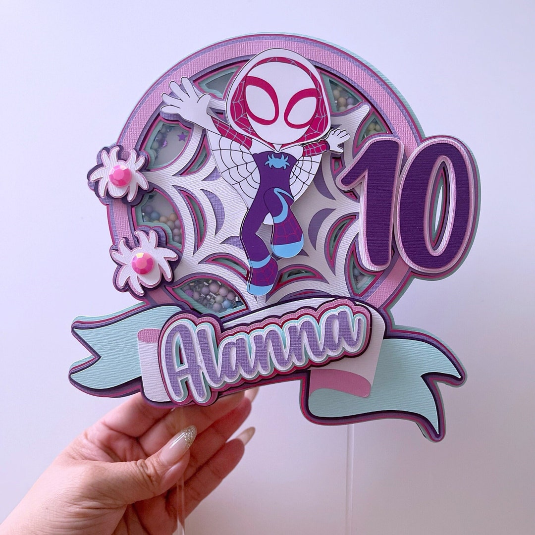 Gwen Spider Cake Topper, Pink Spider Girl Cake Topper, Spidey Cake ...