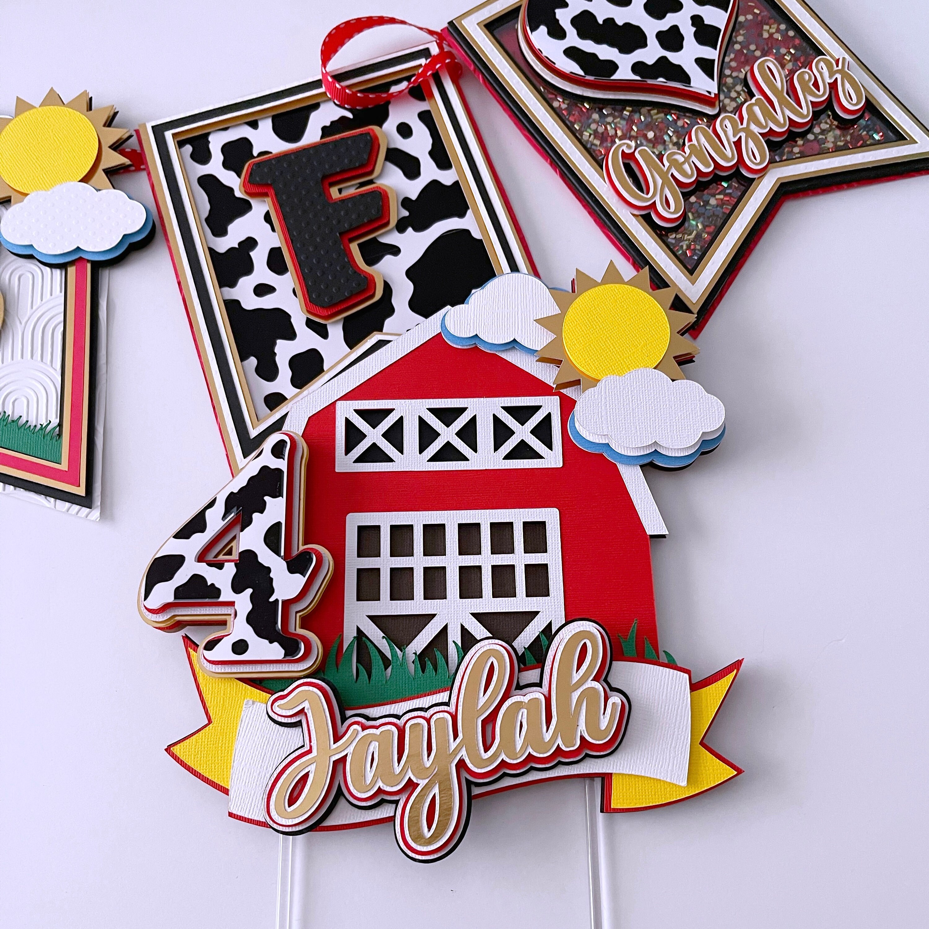 Farm Birthday Banner, Barn Birthday Banner, Farm High Chair Banner, Red ...