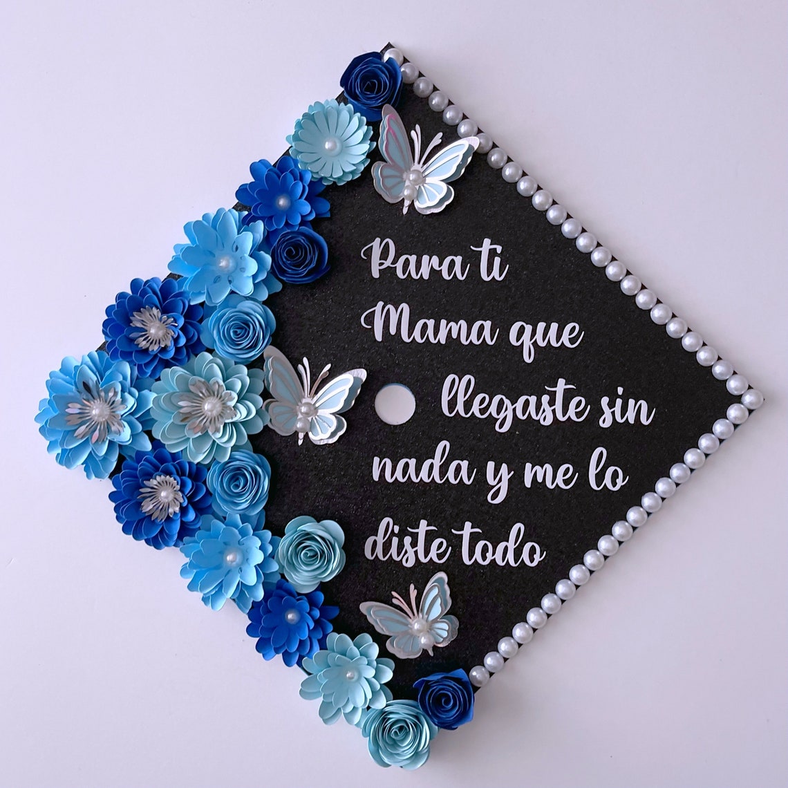 Blue Floral Graduation Cap Topper Custom Grad Cap Grad Cap - Etsy