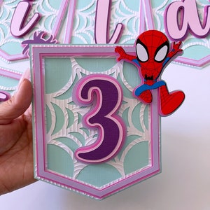 Spidey and Friends Birthday Banner, Pink Spider Girl Birthday Banner ...