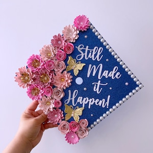 Pink Floral Grad Cap, Custom Grad Cap, Flowers Grad Cap, 2024 Grad Cap ...