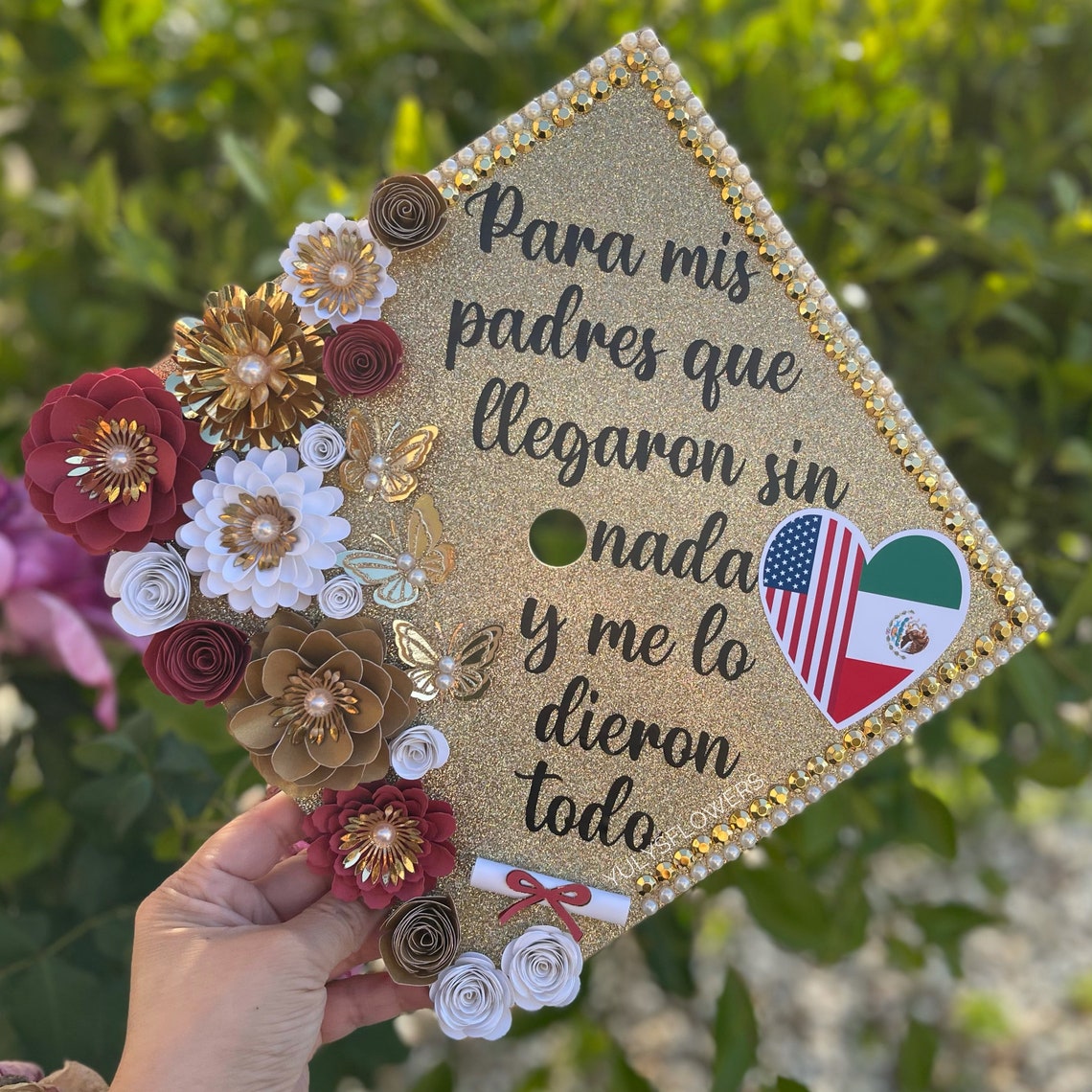 3D Flowers Graduation Cap Topper Custom Grad Cap Topper - Etsy