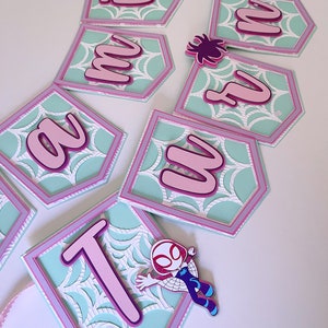 Spidey and Friends Birthday Banner, Pink Spider Girl Birthday Banner ...