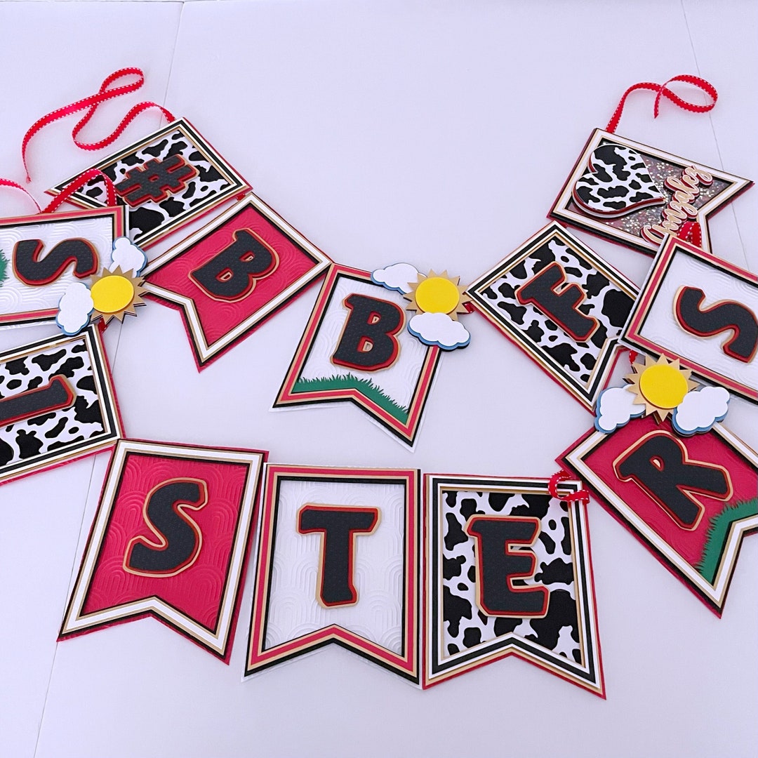 Farm Birthday Banner, Barn Birthday Banner, Farm High Chair Banner, Red ...