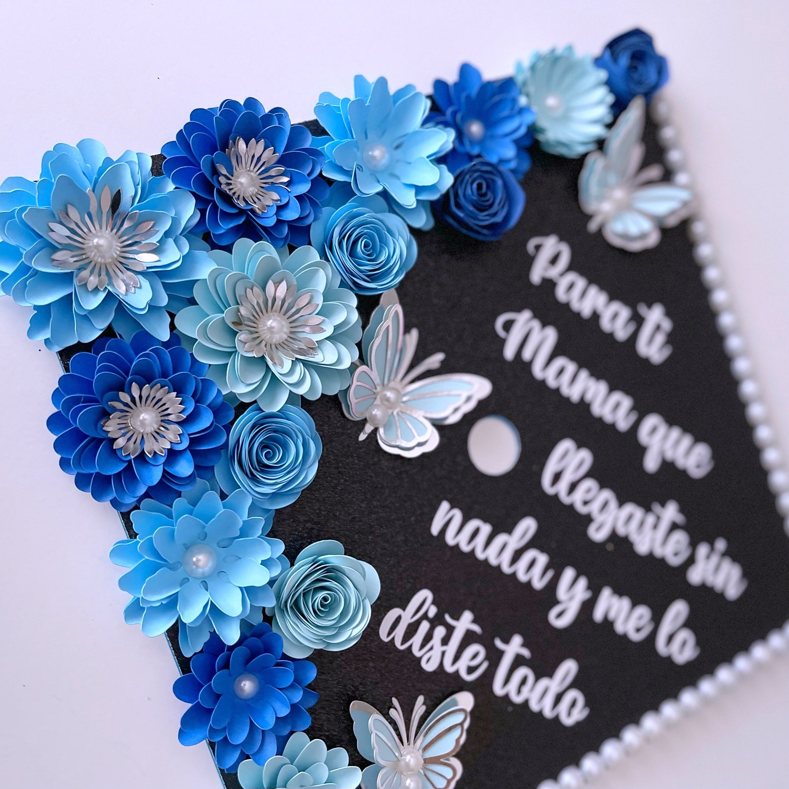 Blue Floral Graduation Cap Topper Custom Grad Cap Grad Cap - Etsy