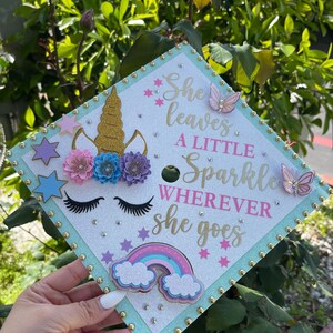 Custom Graduation Cap Topper Kindergarten Unicorns and Rainbow ...