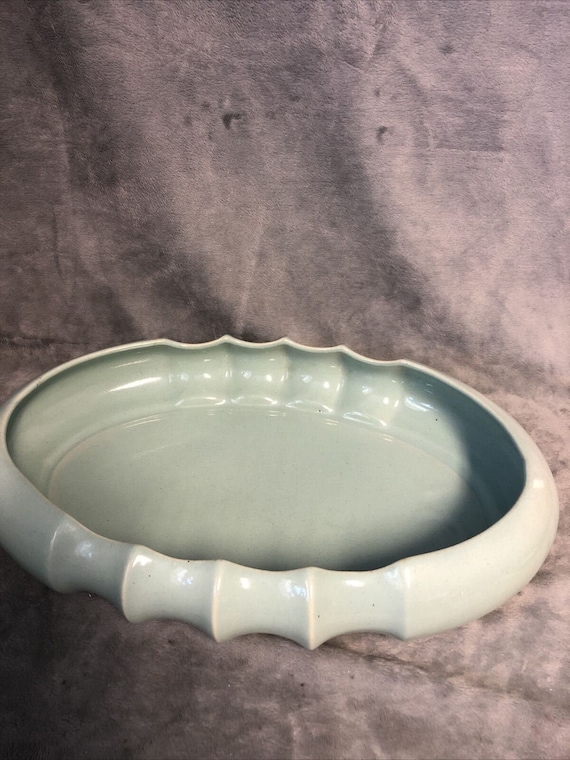 Alamo Pottery Cream Shallow Dish Planter 736 Turquoise Blue | Etsy