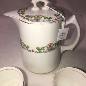 Vintage Edwin M Knowles China Semi Vitreous Tea Pot & 3 Cups Set - Etsy