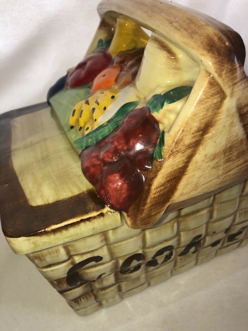 Vintage Mccoy Picnic Basket W/fruit Cookie Jar Very Cool Piece - Etsy